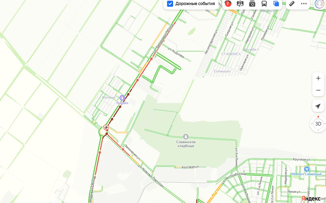 Праздник к нам приходит: в Краснодаре пробки 7 баллов даже днём